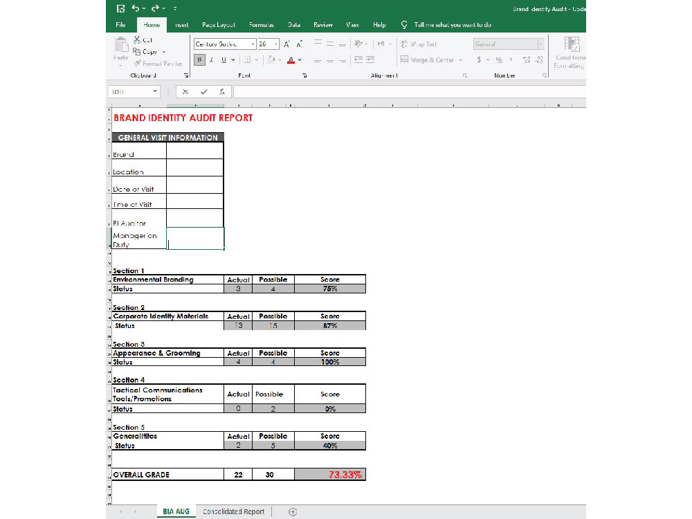 A customized RESTUANT/SHOP BRAND IDENTITY AUDIT report template. | Upwork