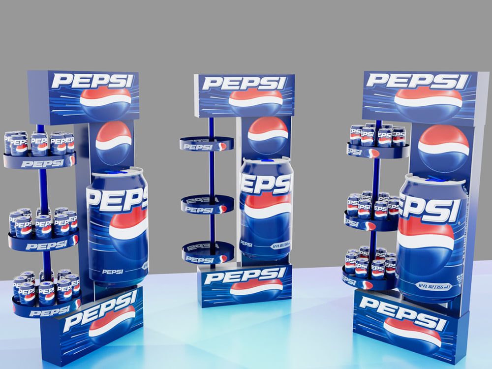 A fantastic 3D kiosk , 3D retail items display stand,pegboard,posm | Upwork