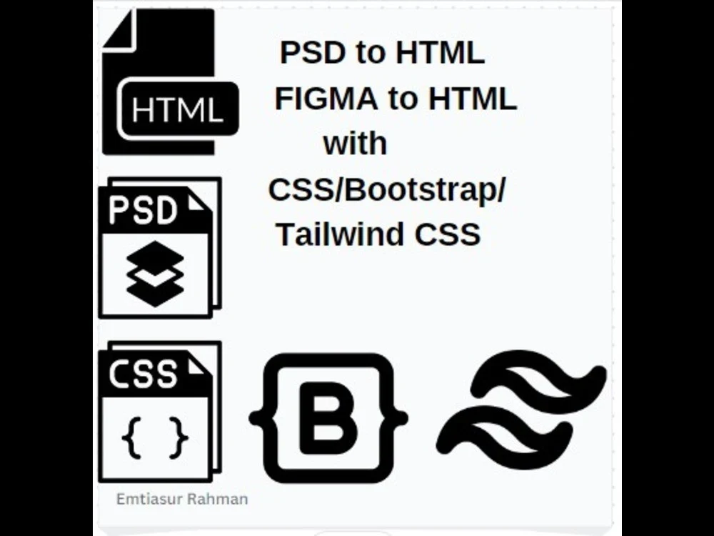 Figma and PSD files converted in html/css/bootstrap/tailwind | Upwork