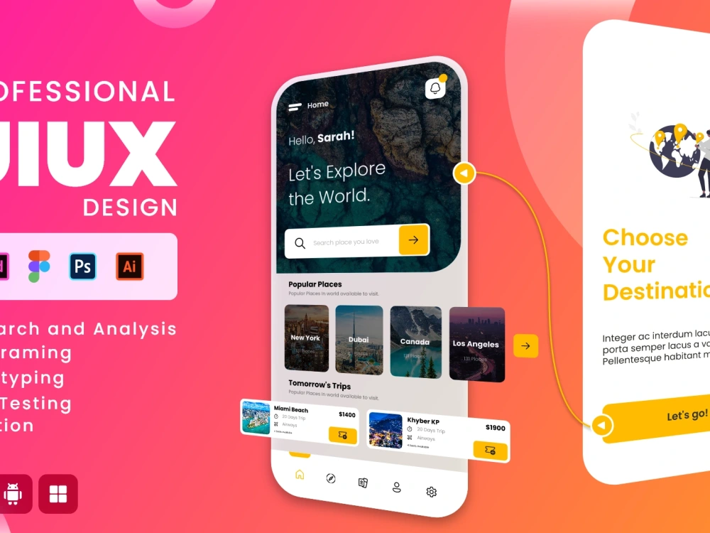Modern and aesthetic mobile app ui ux design in figma or adobe xd | Upwork