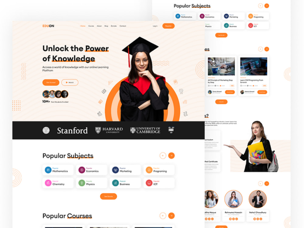 A Education Website Landing Page UIUX Design | Figma Expert | Upwork