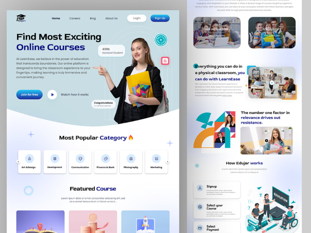 A Education Website Landing Page UIUX Design | Figma Expert | Upwork