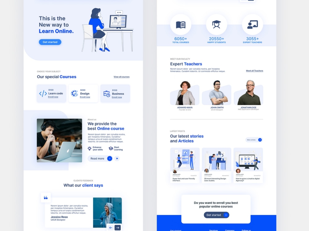 A Education Website Landing Page UIUX Design | Figma Expert | Upwork
