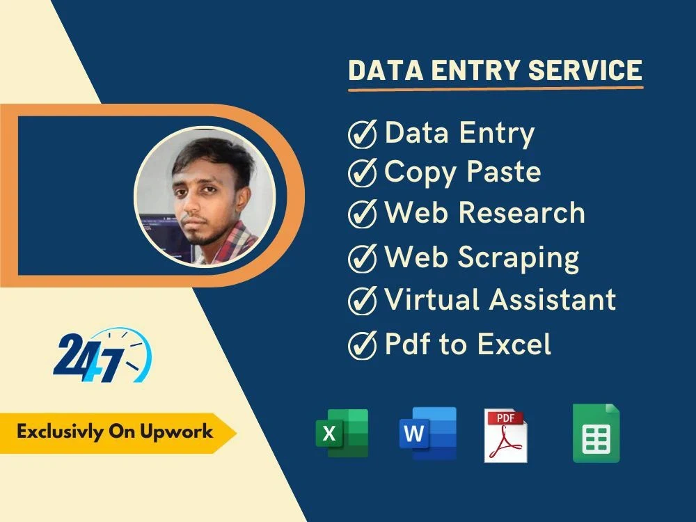 Data entry, web research, typing, copy paste & data mining | Upwork