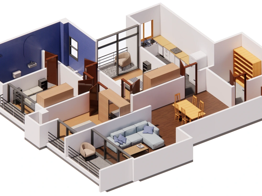 3D isometeric floor plan rendering | Upwork