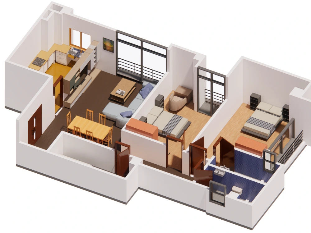 3D isometeric floor plan rendering | Upwork