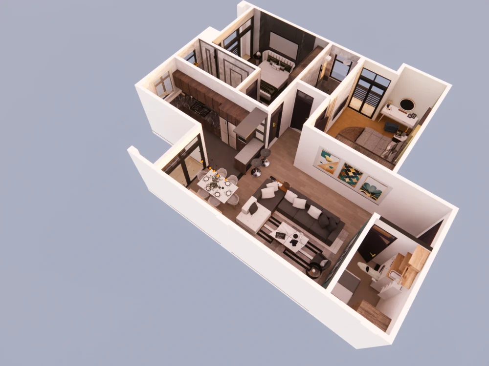 3D isometeric floor plan rendering | Upwork