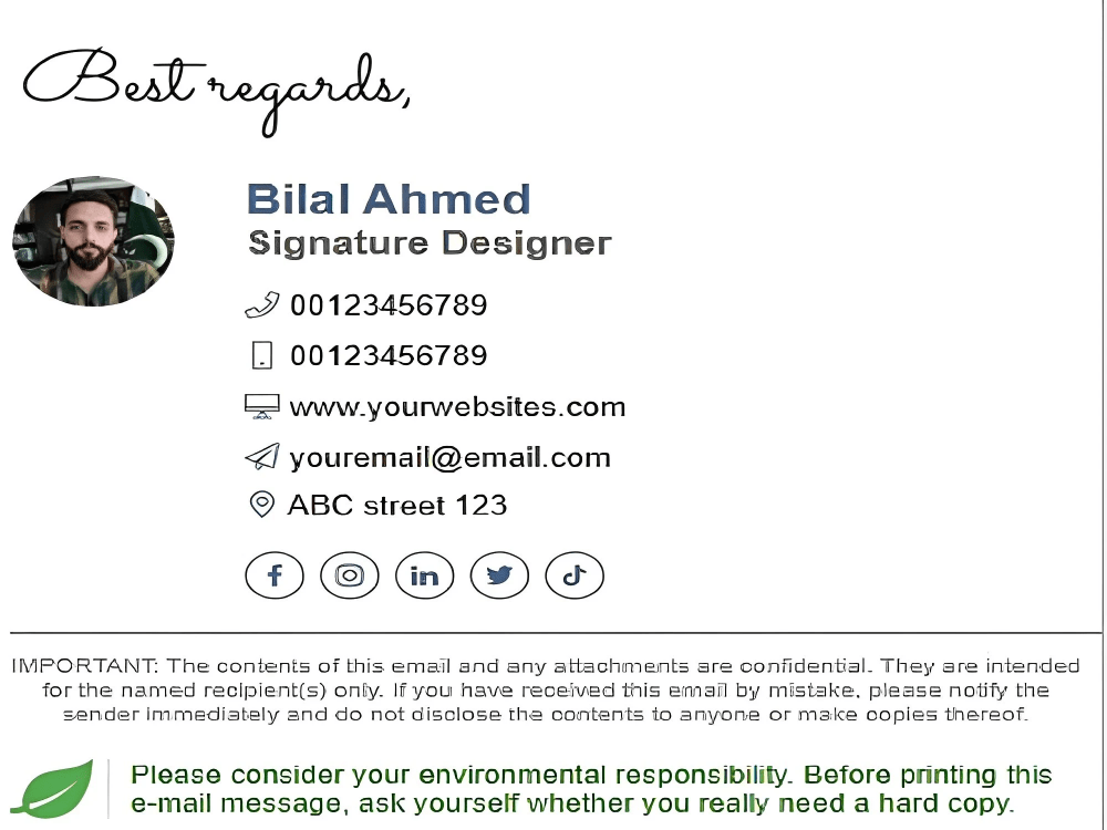 Professional, clickable HTML email signature designed for your Email ...