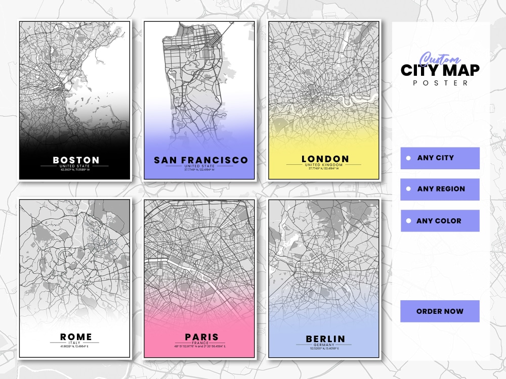 A Custom City map Poster/Portrait | Upwork