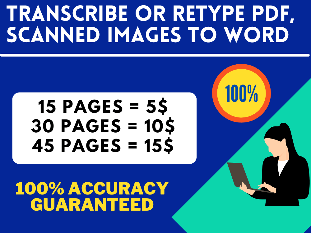 Transcribe or retype PDF, scanned documents pages, transcript images ...