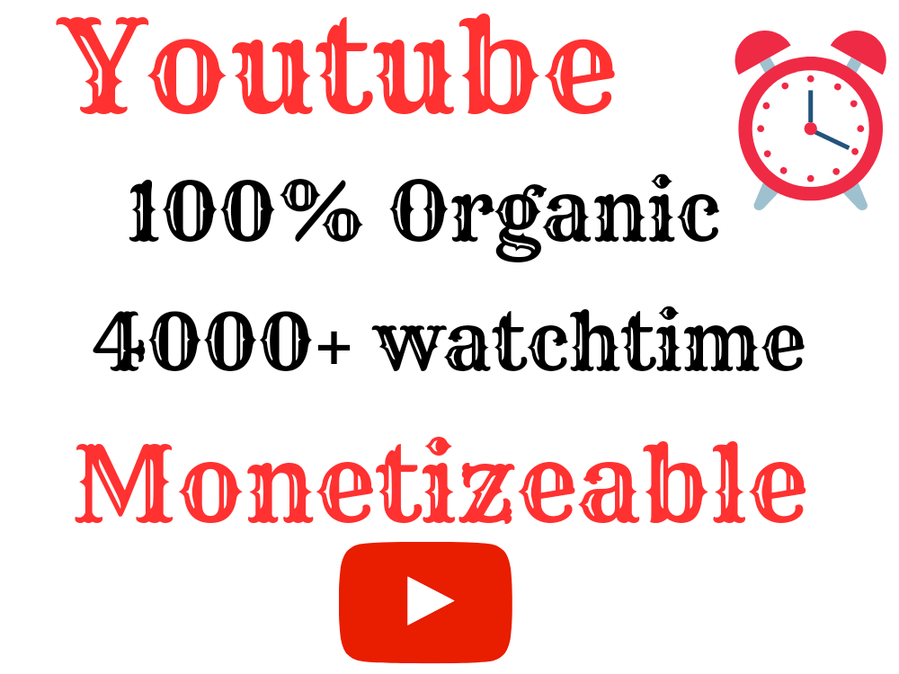 Get Organic 4000 hours Non-drop YouTube watchtime for monetization | Upwork