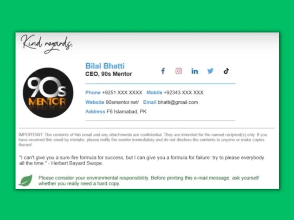 Clickable & responsive HTML Email Signature Design | Upwork