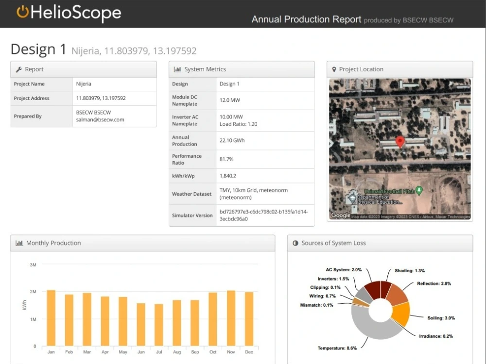 Helioscope Report Design for Solar Power Plants | Upwork