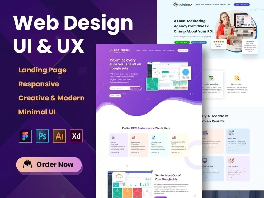 Responsive website UI UX design, web UI or landing page UI design in ...