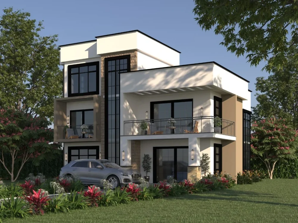 2D and 3D drawings of a building structure | Upwork