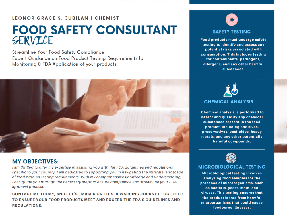 Consultation for Food Safety and FDA Application | Upwork