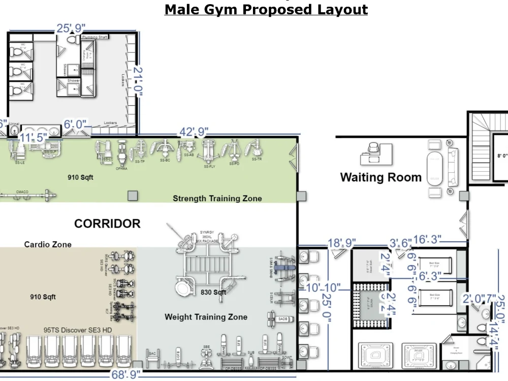 Gymnasium Layout It's A 3d Rendering Plan Of A Commercial Boxing Gym