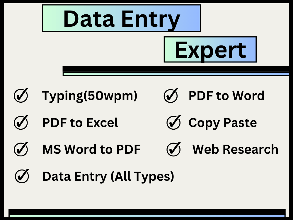 Data Entry Specialist, Typing, Excel, Word, Copy & Paste, PDF Specialist | Upwork