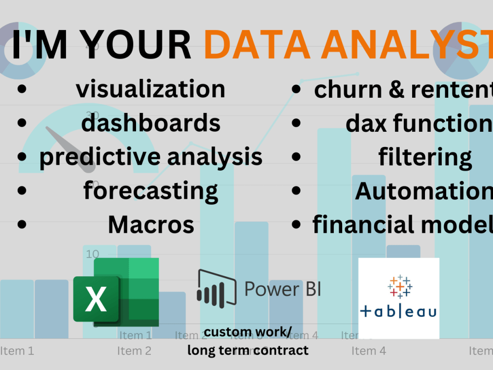 A useful Powerbi, excel and Tableau Dashboards & data analysis | Upwork