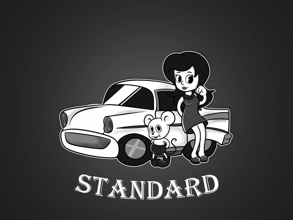 Black & white Vintage/retro cartoon cartoon character in rubber hose ...