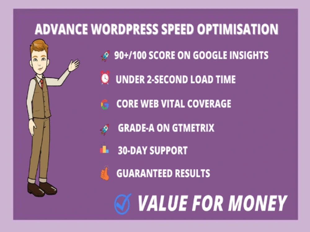 An Advance WordPress Site Optimization 90+/100 guaranteed Google Insights | Upwork