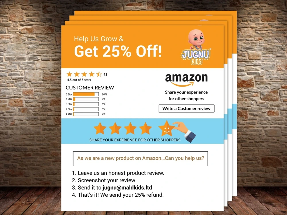 Amazon thank you card, product insert, package insert design | Upwork