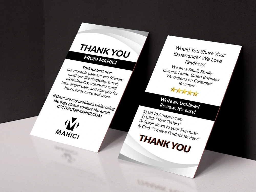 Amazon thank you card, product insert, package insert design | Upwork
