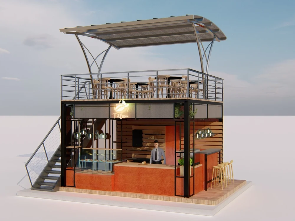 3d design of food truck, food stall, mobile shop, trade show,container ...