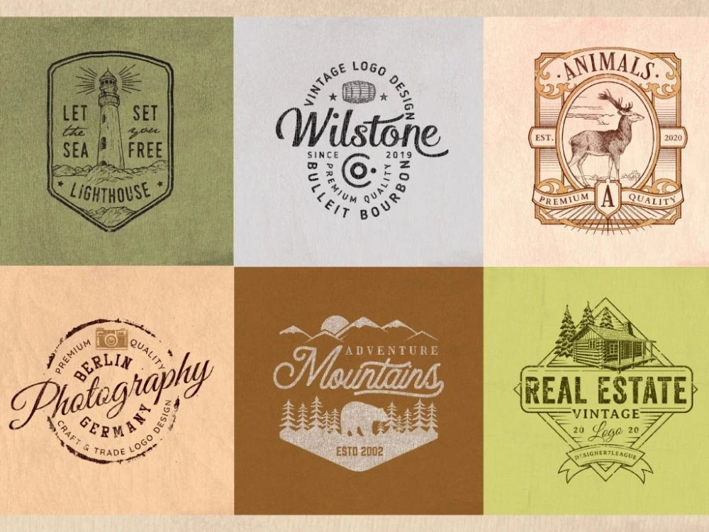 3 concepts of Vintage retro minimal 3d modern logo design | Upwork