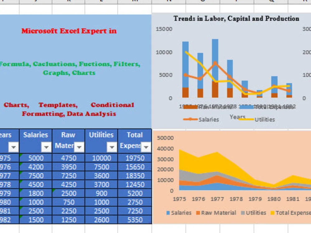 Graphs and charts created in excel | Upwork