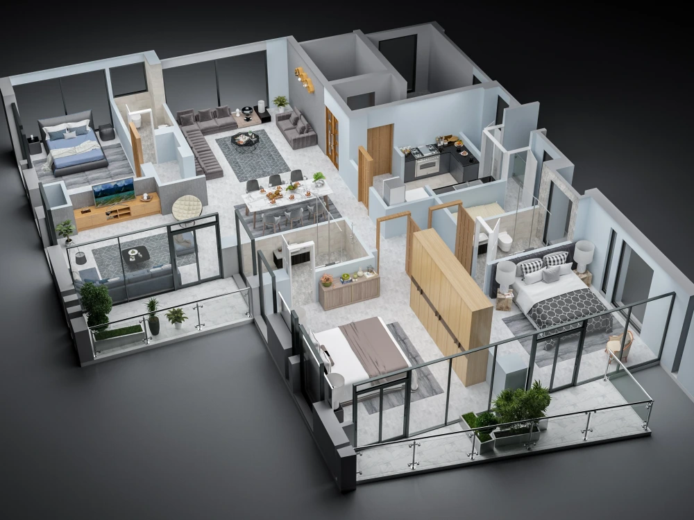 3D Floor Plan with realistic render | Upwork