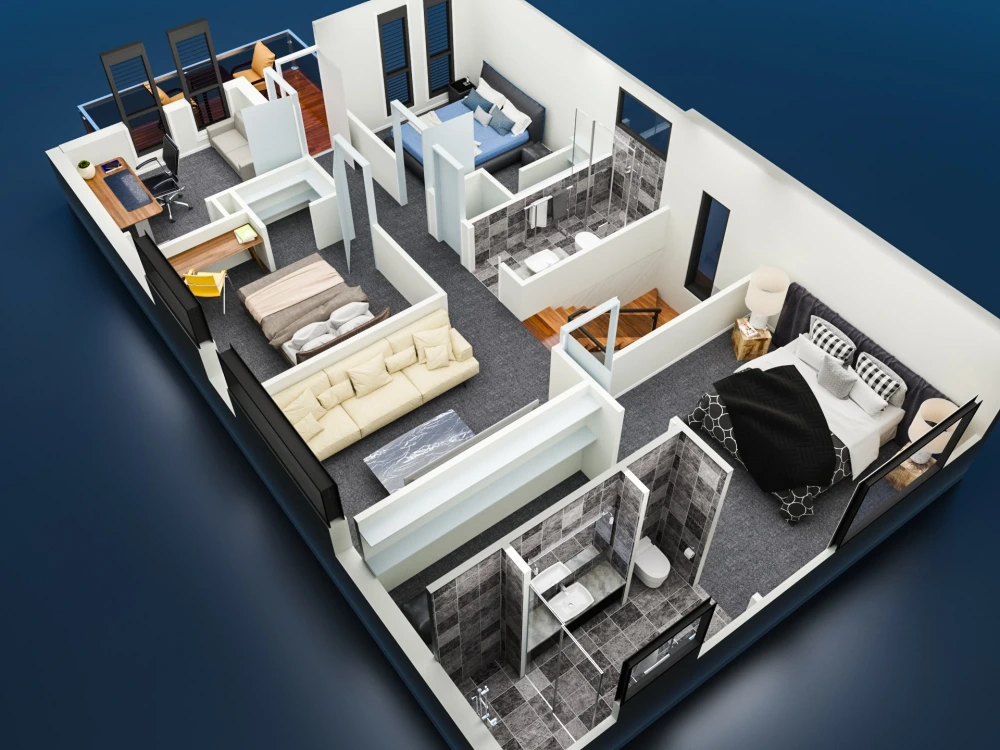 3D Floor Plan with realistic render | Upwork