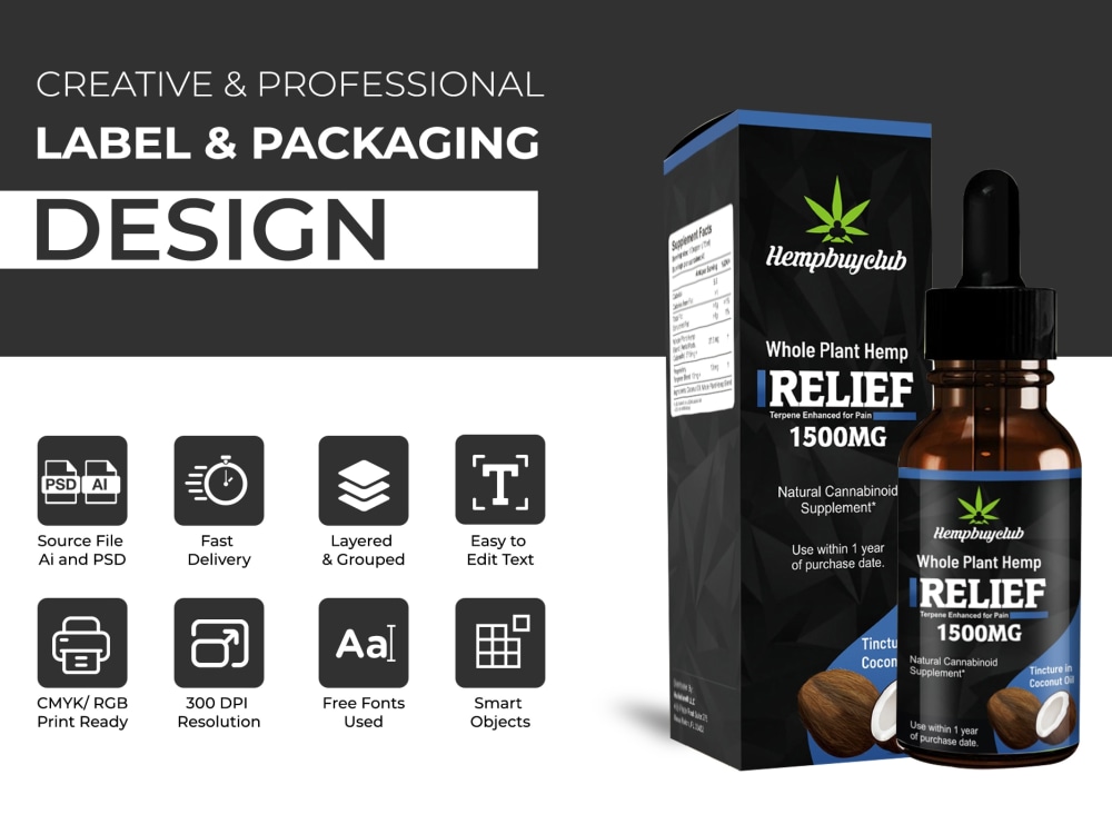 Amazing cbd label, hemp label, bottle label and packaging | Upwork