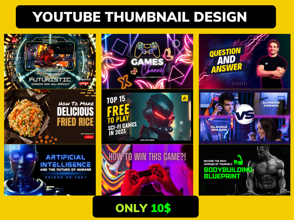 Attractive Eye-catchy Youtube Thumbnail Designe for High Clickbait | Upwork