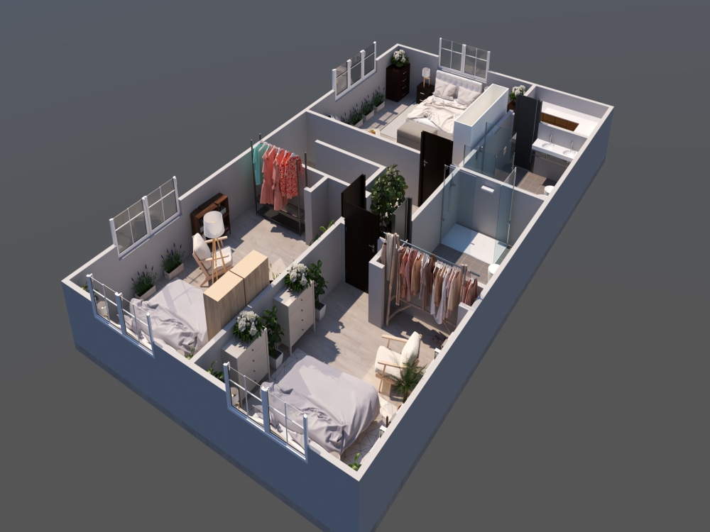 Realistic 3D Floor Plan, Interior design and exterior 3D Rendering | Upwork