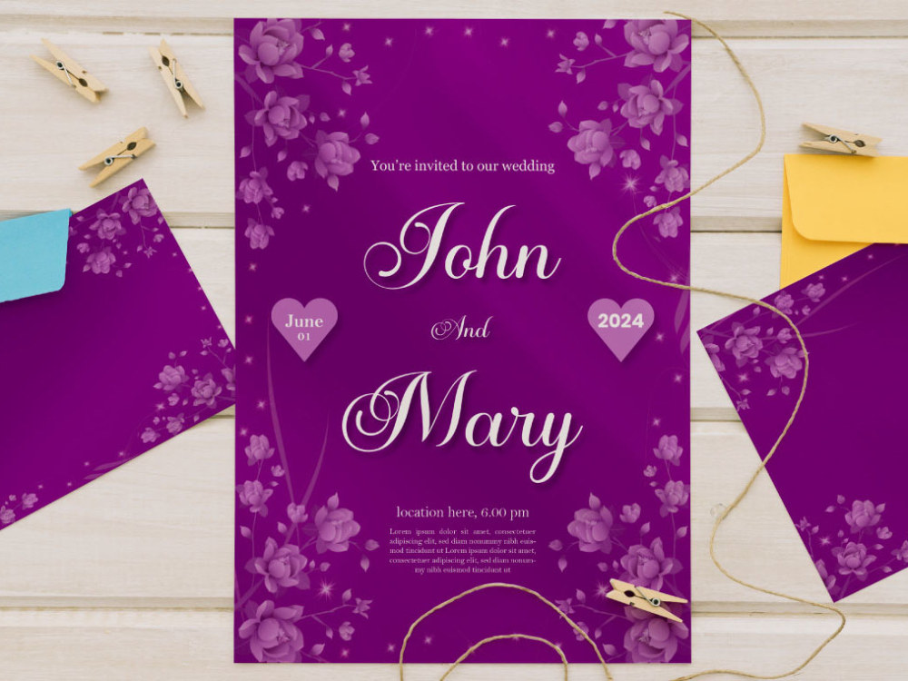Unique wedding invitation card design | Upwork