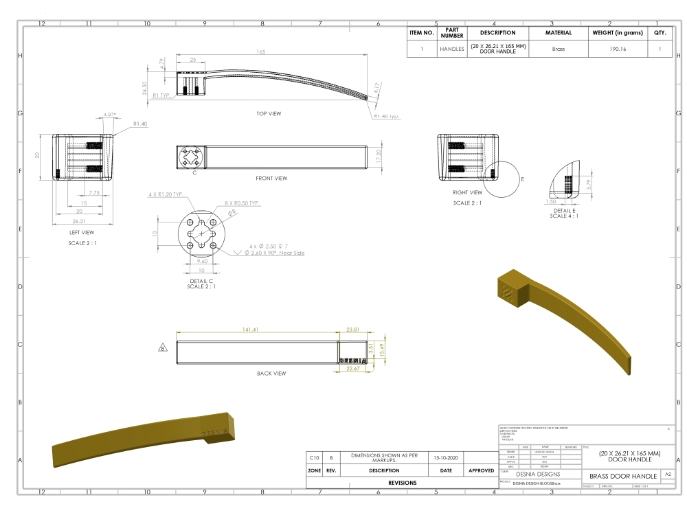 Detailed 2d drawing of 3d product models for fabrication or prototyping ...