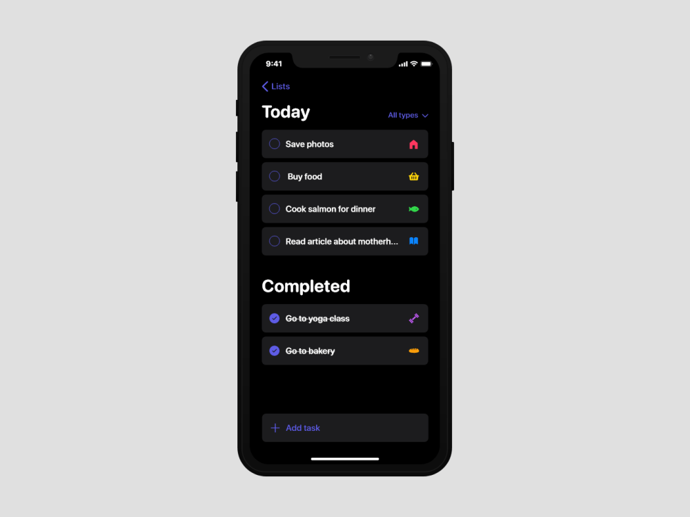 An XD prototype of simple, minimalist To-Do iOS Mobile Application | Upwork