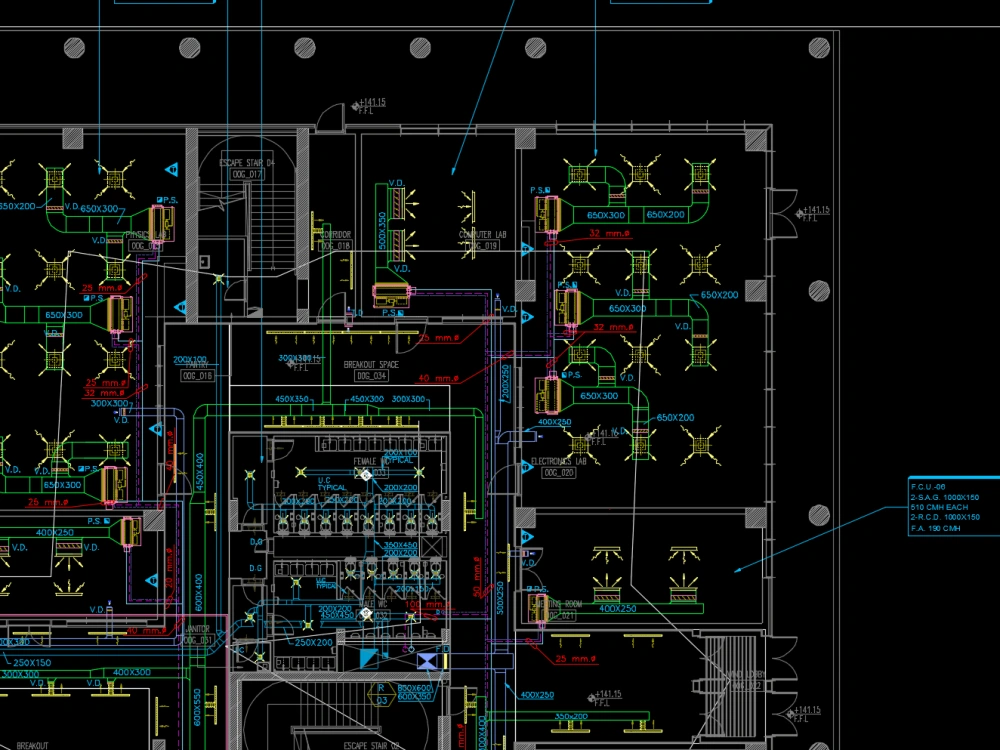 A detailed Electromechanical(MEP) design including calculations ...