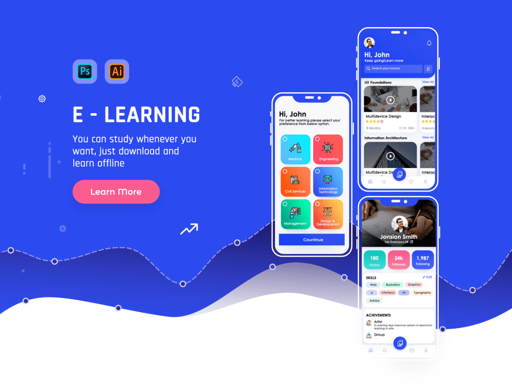 E Learning Mobile Application Development, Ready Design,Flow and ...