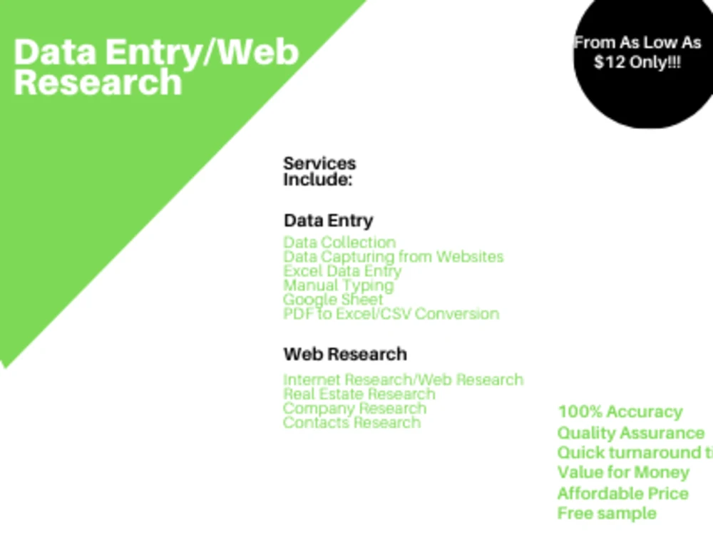 Quality Data Entry work done at an affordable rate. | Upwork