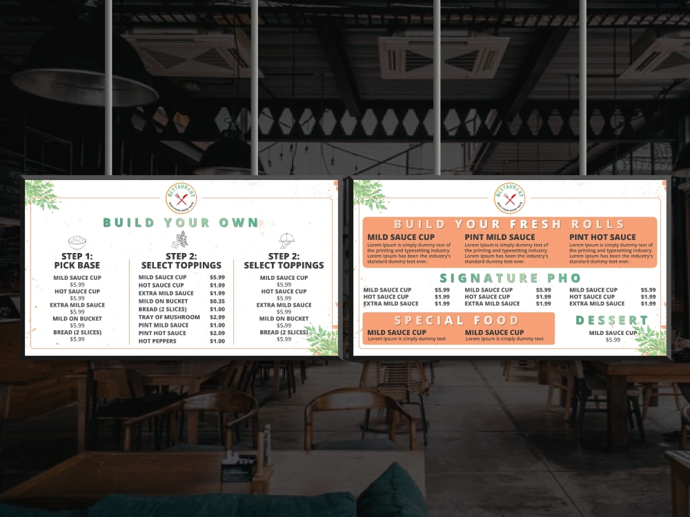A static tv screen menu or digital restaurant menu design | Upwork
