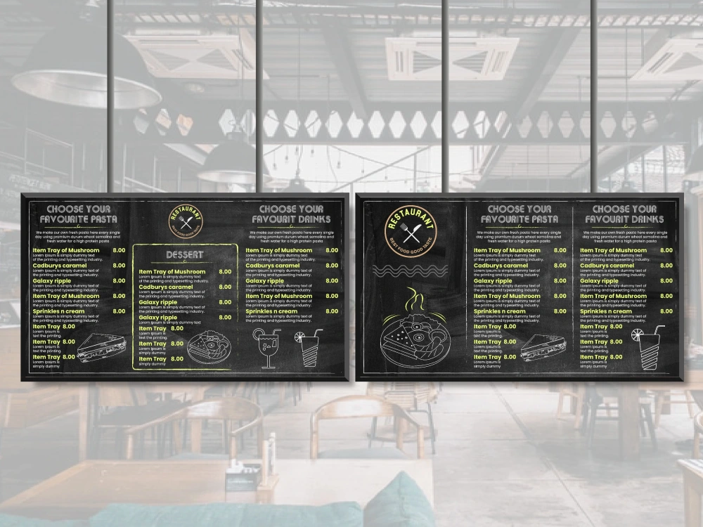 A static tv screen menu or digital restaurant menu design | Upwork