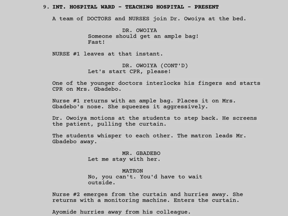 A screenplay or movie script for your movie, TV commercial, or ...