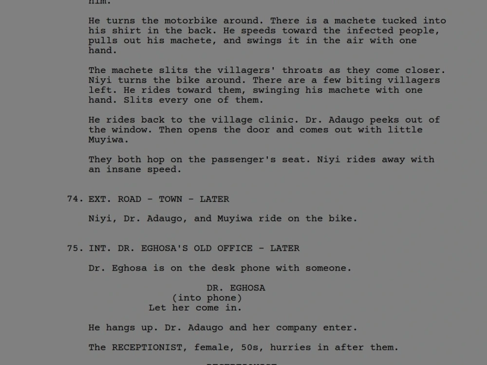 A screenplay or movie script for your movie, TV commercial, or ...