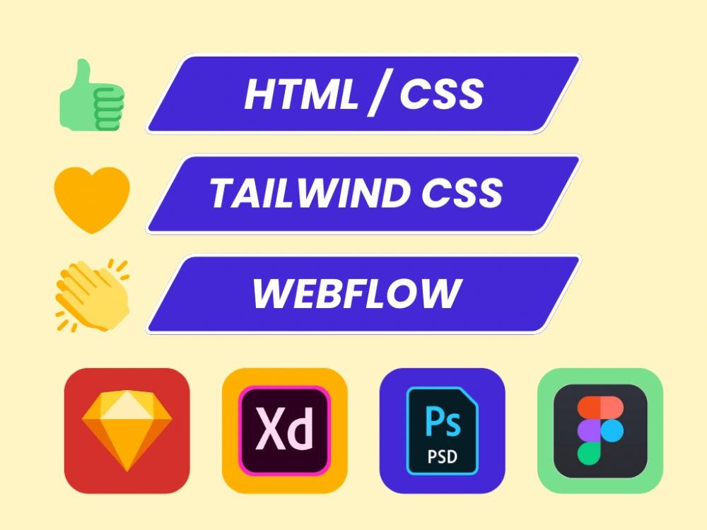 Figma XD to HTML Webflow and Tailwind css | Upwork