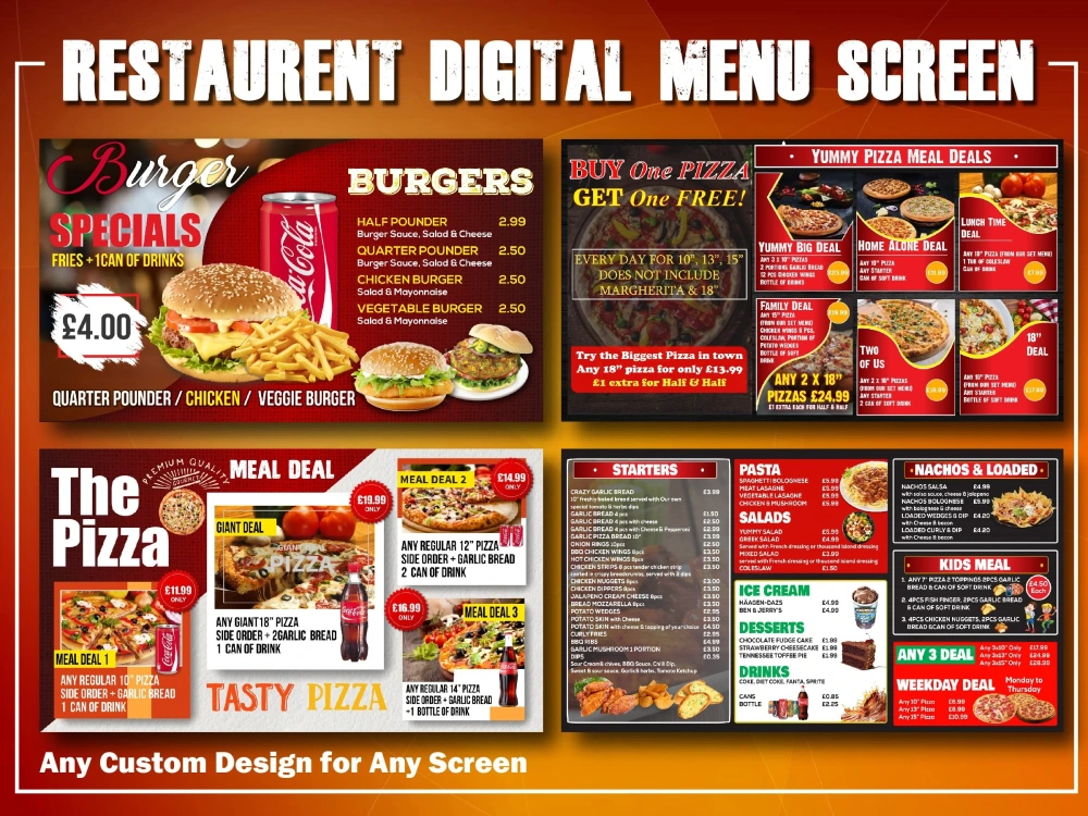 A professional restaurant menu, food menu and digital menu screen ...