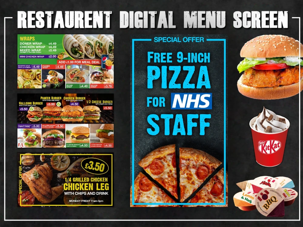 A professional restaurant menu, food menu and digital menu screen ...