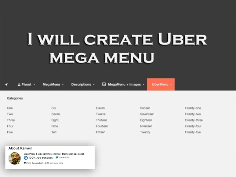 Uber Mega menu service | Upwork