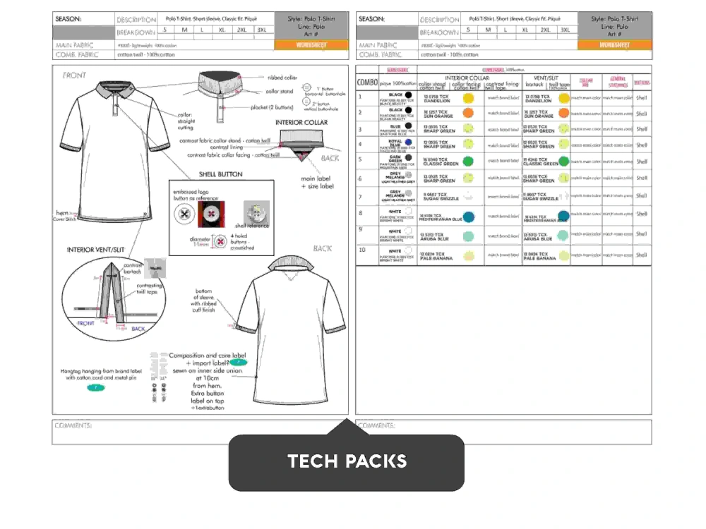 A professional & detailed tech pack for the manufacturer | Upwork